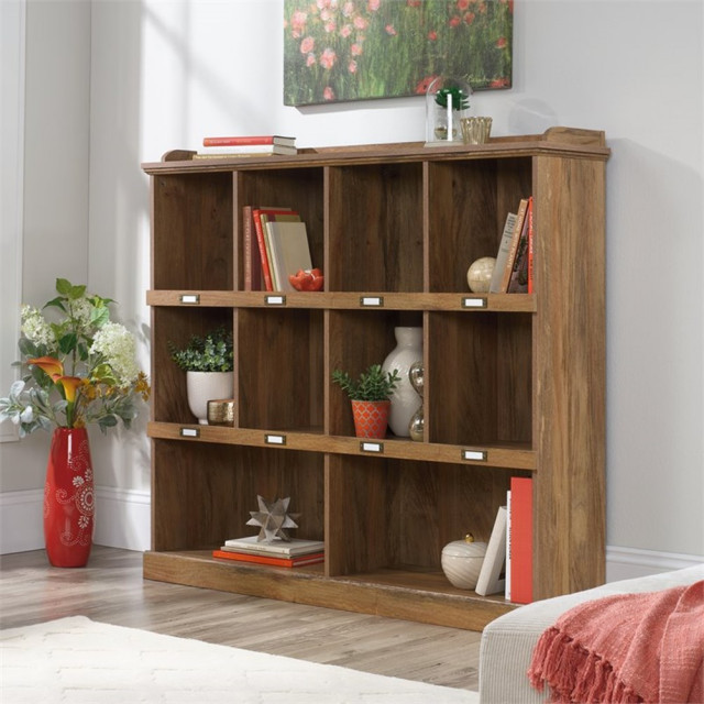 Pemberly Row 10-Cubby Modern Engineered Wood Bookcase in Brown ...
