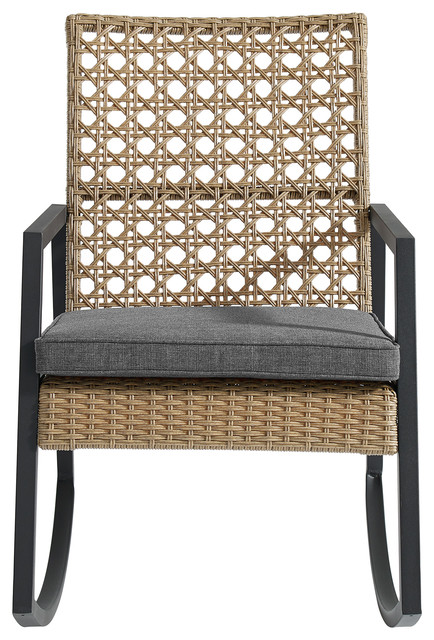 Modern Outdoor Patio Rattan Rocking Chair - Tropical - Outdoor Rocking ...