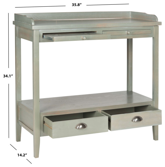Classic Console Table, Raised Top With 2 Drawers & Pull Out Trays ...