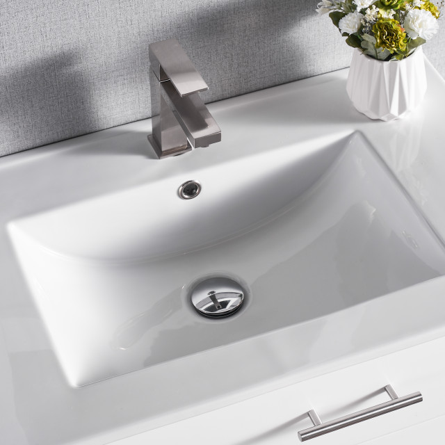 30" Left Side Shelf Vanity With Mirror - Modern - Bathroom Vanities And ...