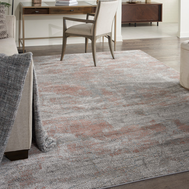 Nourison Rustic Textures RUS15 Area Rug, Light Grey/Rust, 9'3" x 12'9 ...