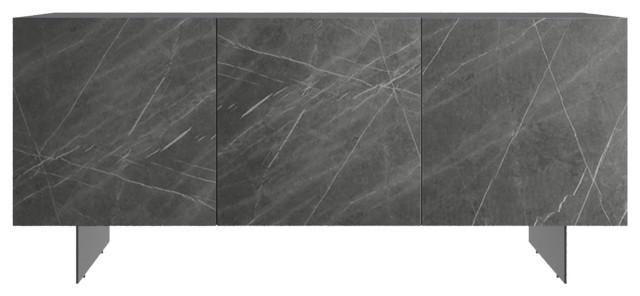 Hugo Buffet, Gray Marbled Porcelain With Storage - Transitional - Buffets And Sideboards - by ...