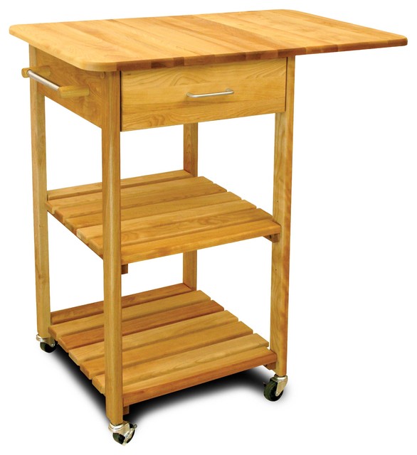 Catskill Craftsmen Drop Leaf Butcher Block Kitchen Cart in Natural ...