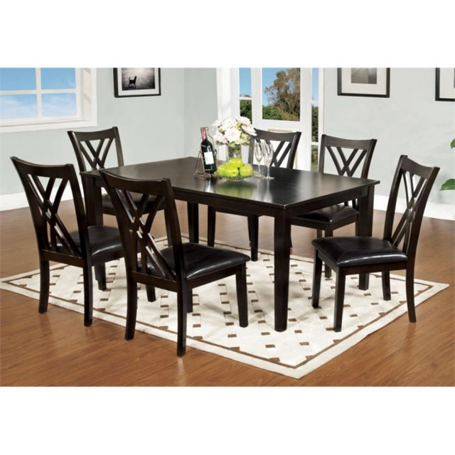 Furniture of America Signal Transitional Wood 7-Piece Dining Set in ...