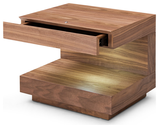 Modrest Esso Contemporary Walnut End Table - Transitional - Side Tables ...
