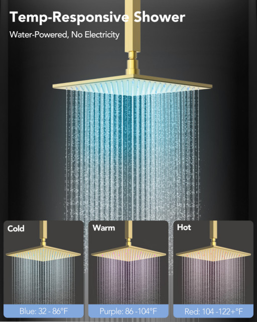 Digital Shower System LED 12" Rain Shower Head With 4-Way Faucet ...