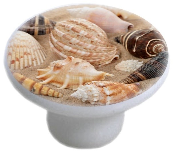 Seashells on Sand Ceramic Cabinet Drawer Knob - Beach Style - Cabinet And Drawer Knobs - by ...