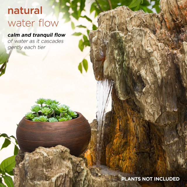 52" Tall Indoor/Outdoor Waterfall Willow Tree Fountain With LED Lights ...