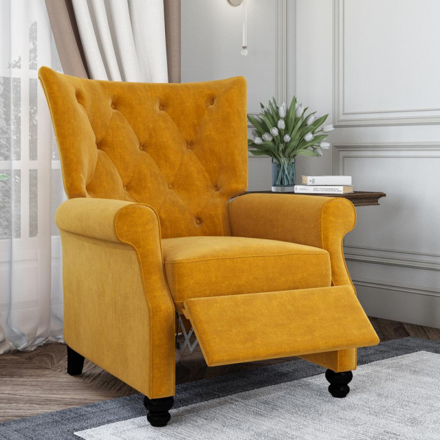 ProLounger Diamond Button-Tufted Pushback Recliner Chair in Mustard ...