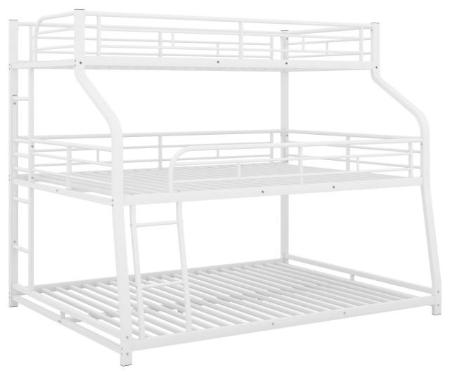 Gewnee Twin XL/Full XL/Queen Triple Bunk Bed with Long and Short Ladder ...