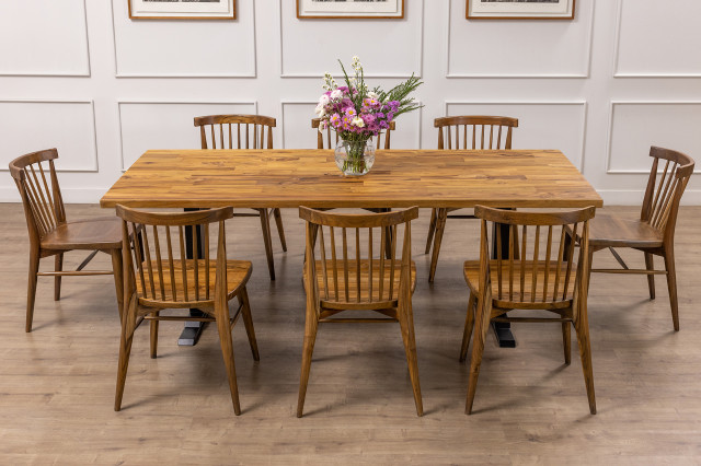 48x36 Teak Live Edge Nana Teak Dining Table in Sandblasted Natural ...