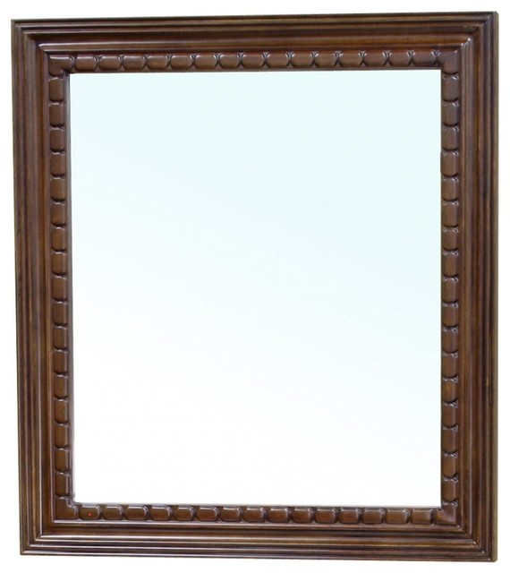 Rectangular Solid Wood Walnut Frame Mirror - Traditional - Wall Mirrors ...