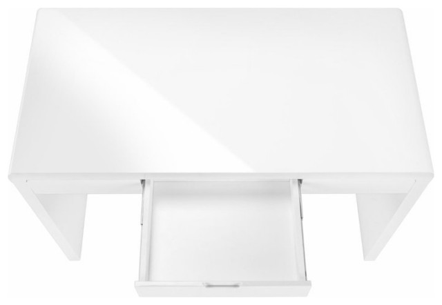 Contemporary Desk, Drawers & Spacious Top With Rounded Edges, Glossy ...