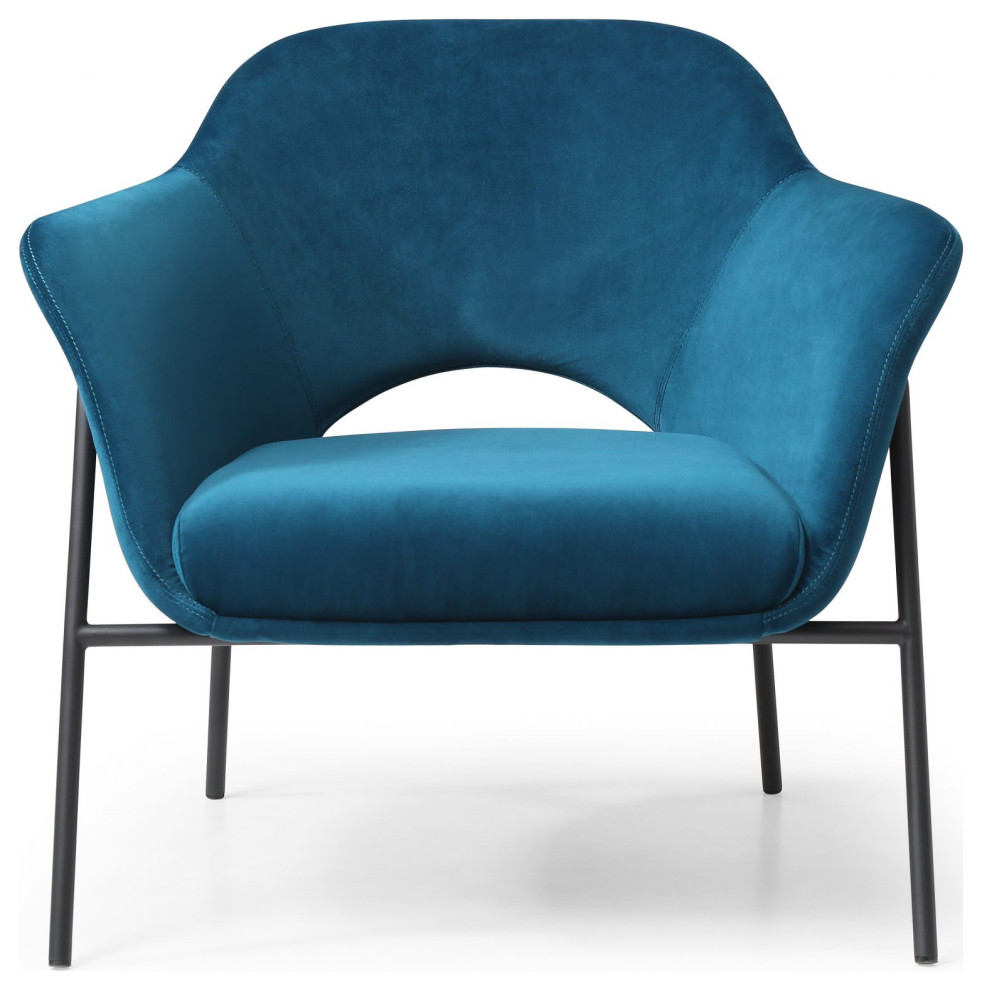Karla Leisure Armchair, Blue Velvet Fabric - Midcentury - Armchairs And ...
