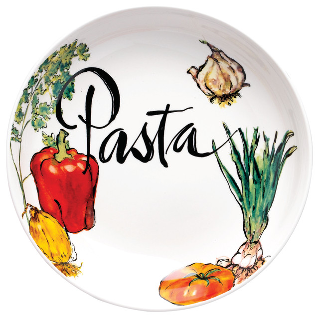 5 Piece Porcelain Pasta Set Vegetable Design - Farmhouse - Serving And ...