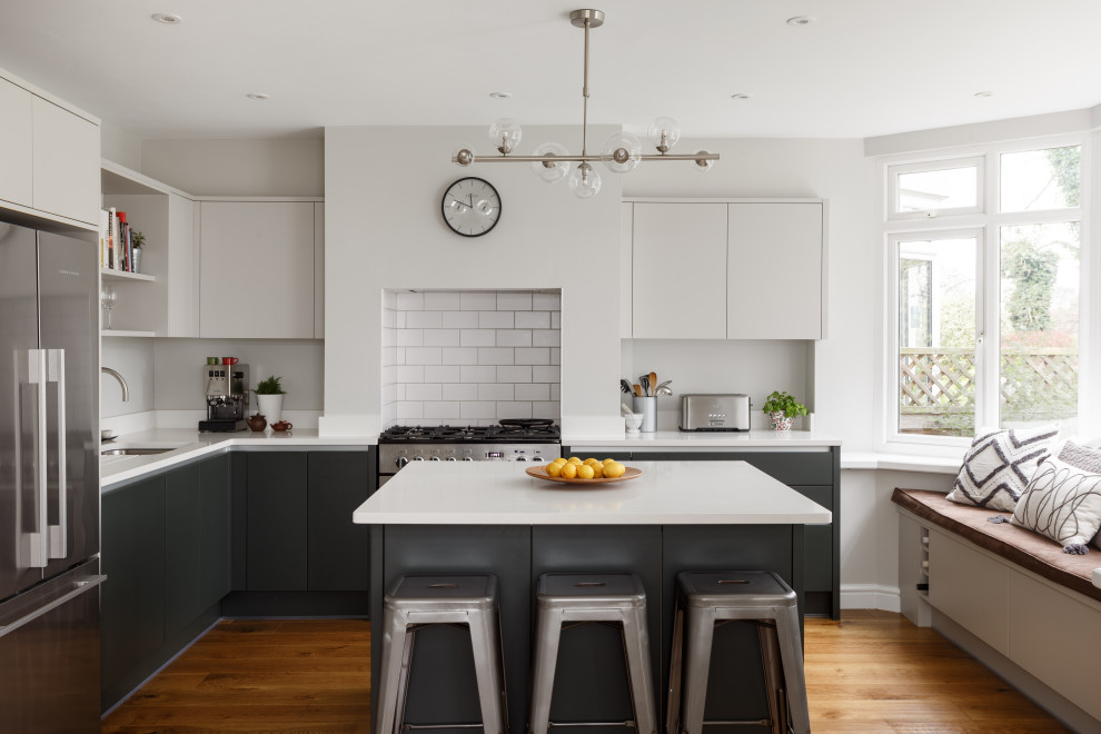 A Bespoke, White and Green, Open Plan Kitchen in Leeds - Scandinavian ...