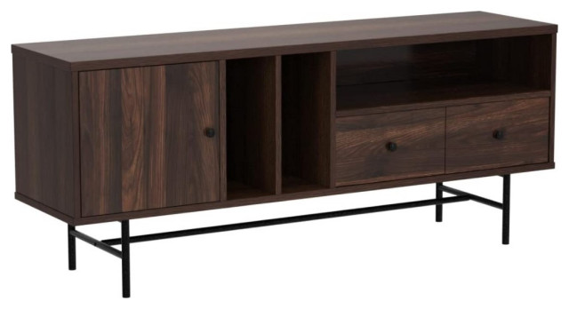 Modern TV Stand, MDF Frame With Multiple Open Shelves & Drawers ...