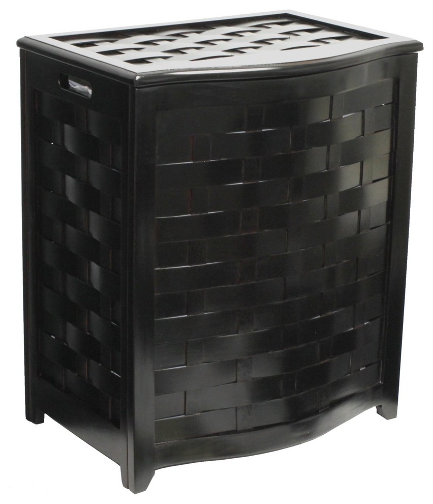 Bowed Front Veneer Laundry Wood Hamper With Interior Bag - Transitional ...