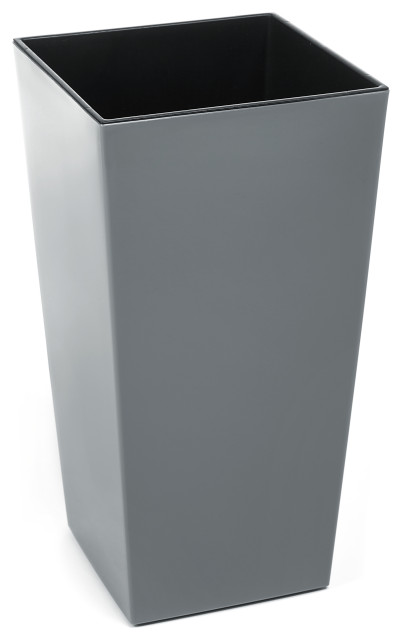 Tall Square Glossy Planter With Insert, Large - Contemporary - Indoor ...