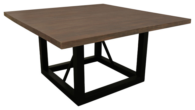 Redondo Felix 72" Square Dining Table, Solid Wood Top & Iron Legs ...