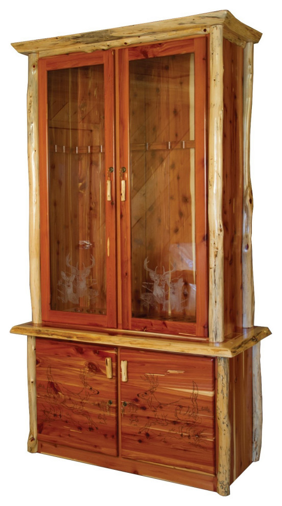 Red Cedar Log Cabinet with Locking Doors - Rustic - Accent Chests And ...