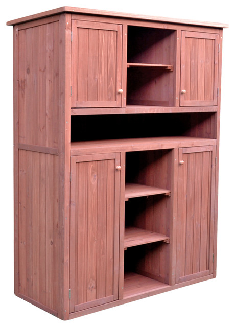 Tall Display and Hideaway Storage Cabinet - Transitional - Storage ...