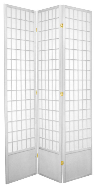 Tall Room Divider, Translucent Rice Paper With Grid Accents - Asian ...