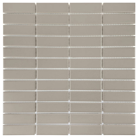 Gio Taupe Matte 1" X 3" Stacked Linear Porcelain Mosaic Tile, 11 Sheets ...