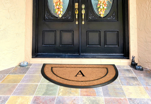 A1HC Natural Coir & Rubber Large Monogrammed Door Mat, 30"x60 ...