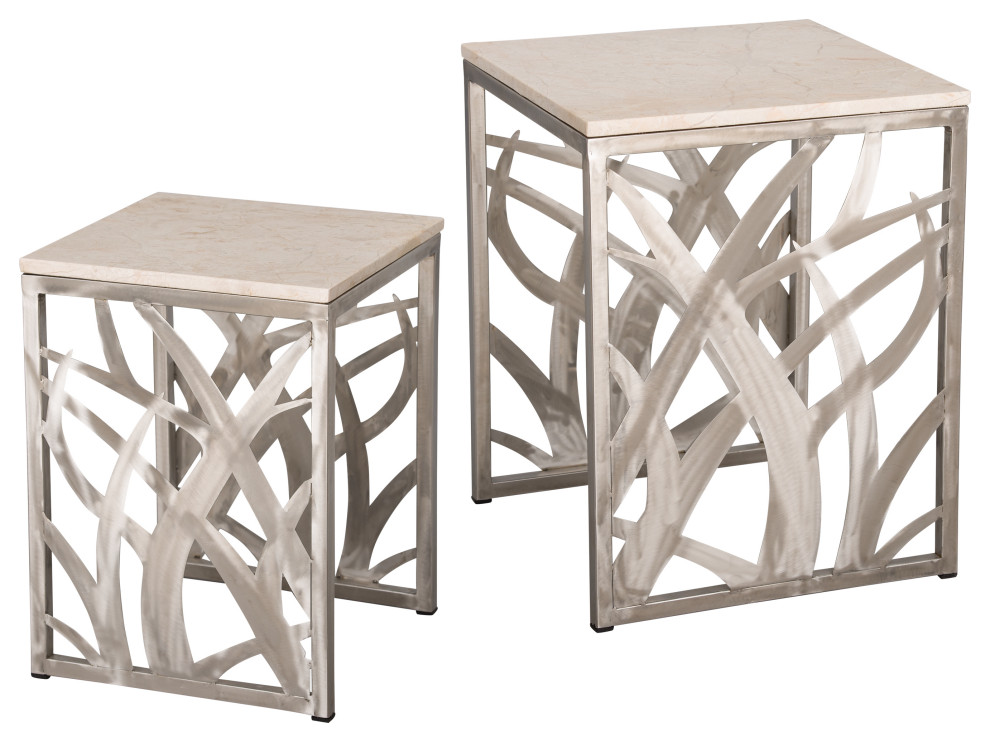 22 in. Seaweed Stainless Steel Accent Table - Contemporary - Coffee ...