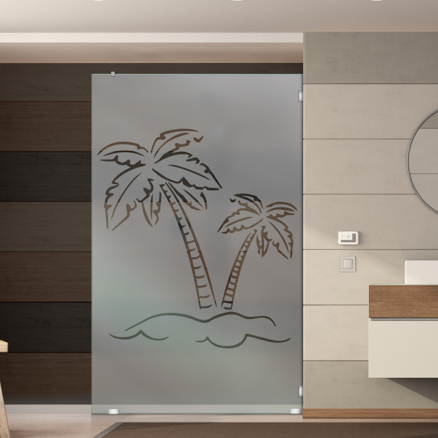 Fixed Glass Shower Screens with Frosted Design Motive, 39-1/2" X 75 ...