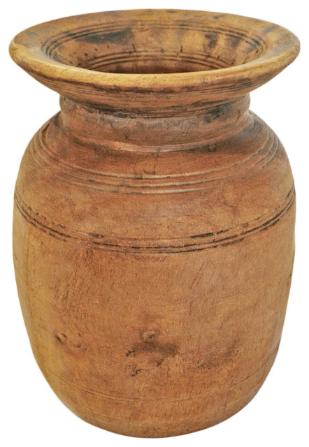 Consigned Old India Wood Pot 13 - Rustic - Indoor Pots And Planters ...