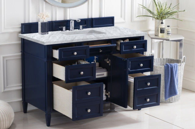 48" Victory Blue Single Sink Bathroom Vanity Carrara Marble, James ...