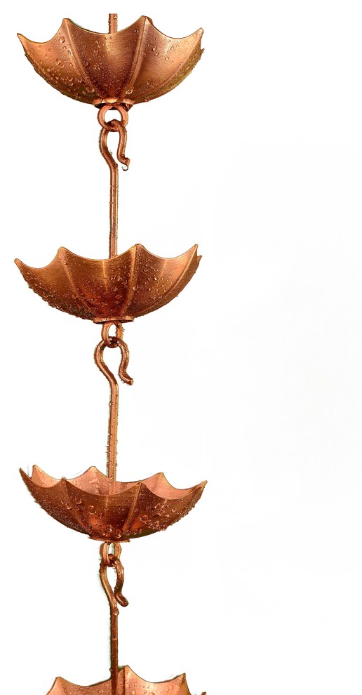 Umbrella Copper Rain Chain Wtih Installation Kit, 8' - Transitional ...