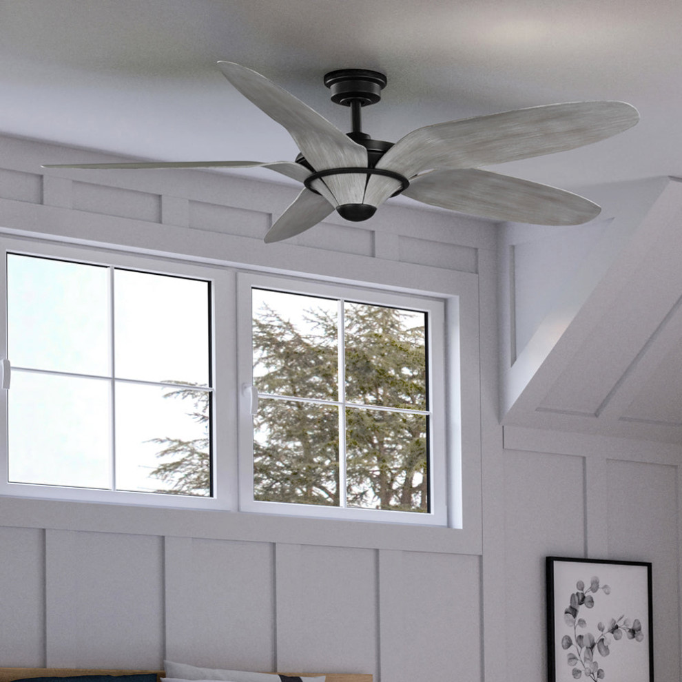 Luxury Urban Loft Ceiling Fan, Midnight Black - Farmhouse - Ceiling ...