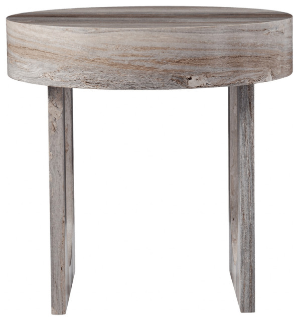 20" Brown Manufactured Wood Round End Table - Contemporary - Side ...