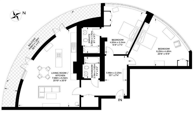 Help with circular/triangular/fan-shaped room