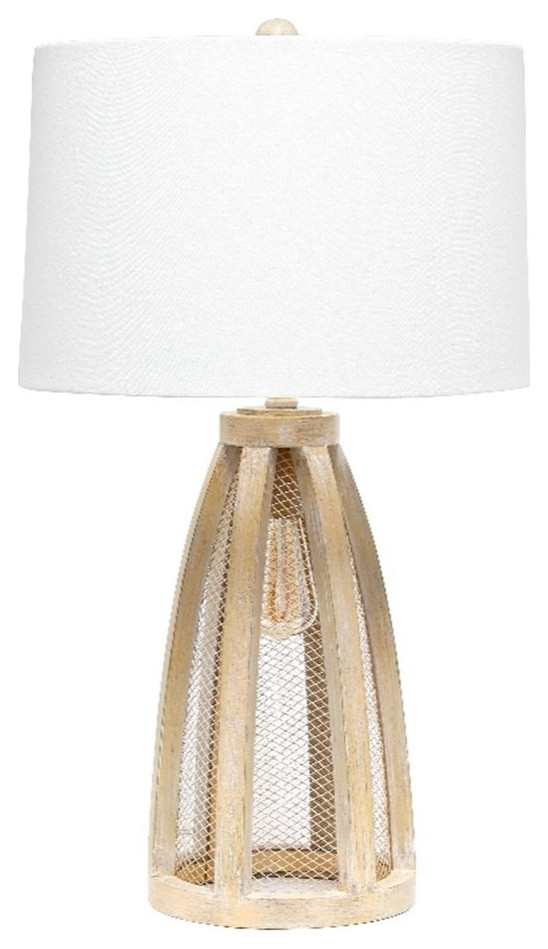 Elegant Designs Vintage Farmhouse Wood and Netted 2Lt Table Lamp ...