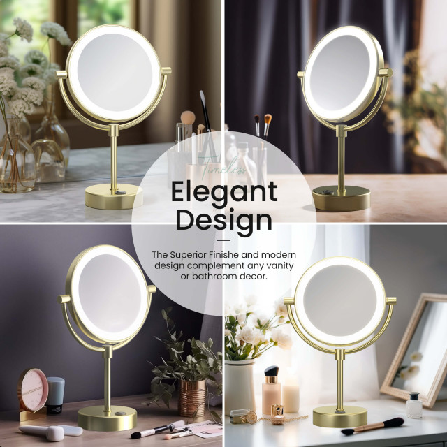 Circular LED Free Standing Magnifying Make Up Mirror - Modern - Makeup ...