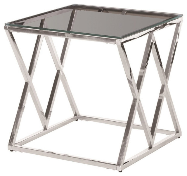 Sagebrook Home Silver/Glass Diamond Accent Table, 21.5x21.5x21.5 ...
