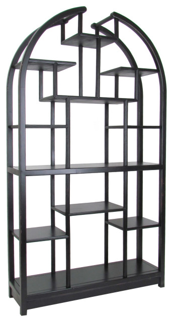 Arched Shape Display Unit With Multiple Shelves, Antique Black ...