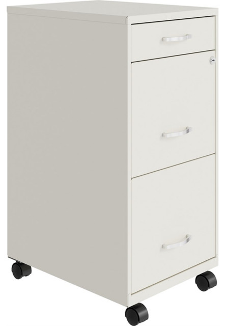 Pemberly Row 3 Drawers Vertical Silver Metal Filing Cabinet Pre ...