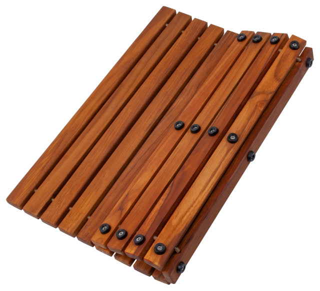 Nordic Style Oiled Teak Shower/Bath String Mat 19.6"x19.6 ...