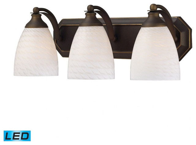 Dome Shaped Glass Shades 20" 28.5W 3 LED Vanity Light Fixture Curvy ...