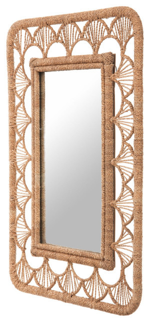 Rectangular Illuseion Decorative Seagrass Wall Mirror, 24x36 - Beach ...