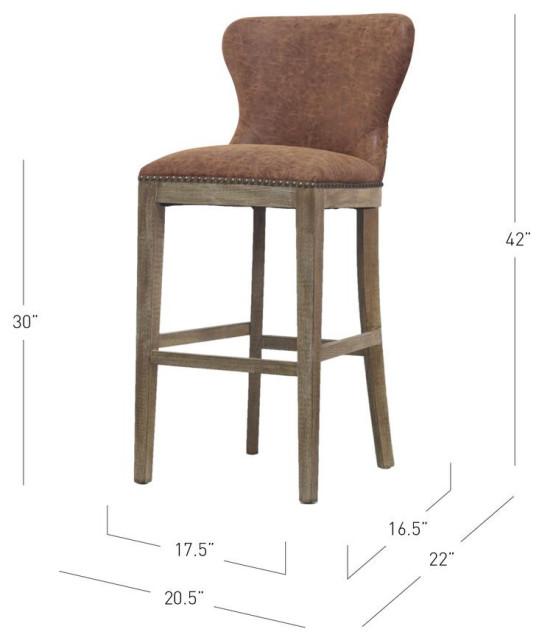 Dorsey Bar Stool, Nubuck Chocolate - Farmhouse - Bar Stools And Counter ...