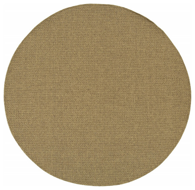 8??Round Solid Tan Indoor Outdoor Area Rug, 62 - Transitional - Outdoor ...