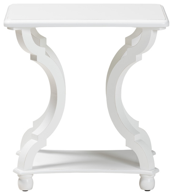 Classic and Traditional White Wood End Table - Traditional - Side ...