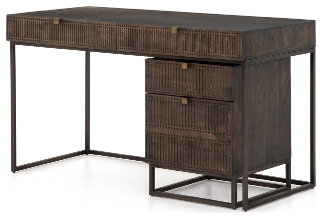 Kelby Filing Cabinet Carved Vintage Brown - Industrial - Filing ...