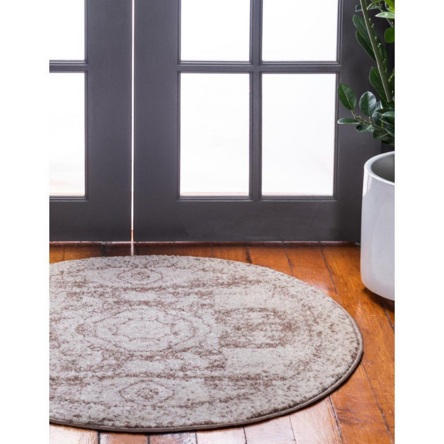 Rug Unique Loom Bromley Light Brown Round 5'0x5'0 - Contemporary - Area ...